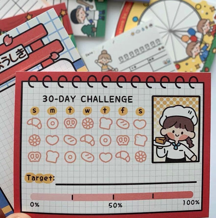 30 Days Challenge Tracker Notepad Cute Tracking Effort Notepad for Kid ...