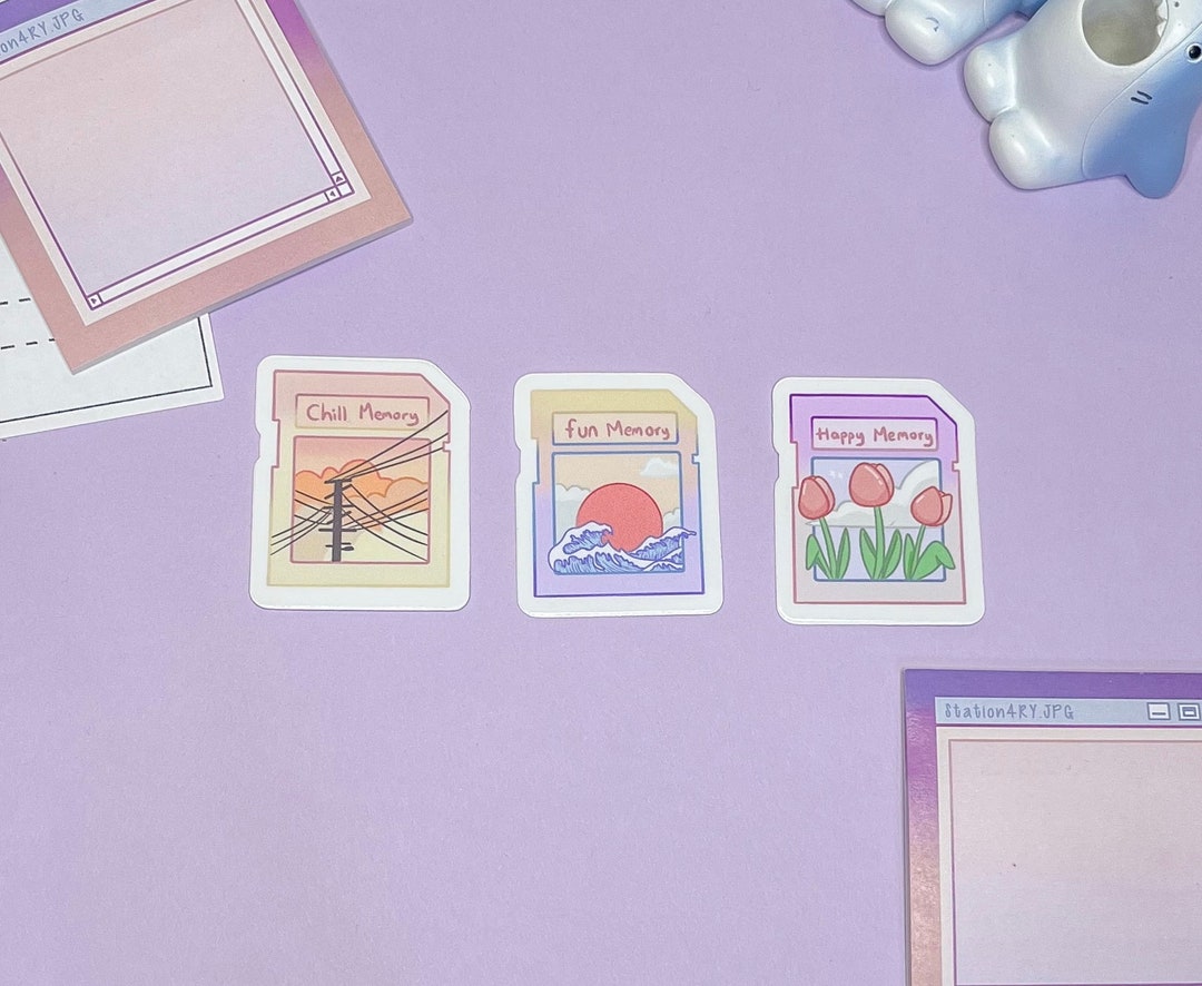 Cute Aesthetic Stickers SD Memory Card Stickers iPad Water Bottle Decor ...