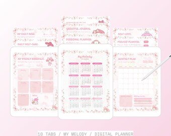4 Tabs / Kawaii Purple Digital Planner 2025 / Cute Digital Planner 2025 ...