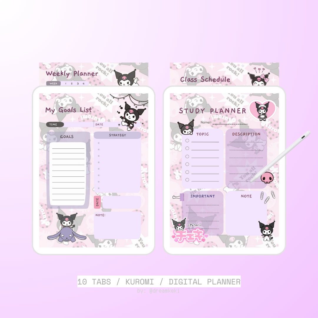 4 Tabs / Kawaii Purple Digital Planner 2025 / Cute Digital Planner 2025 ...