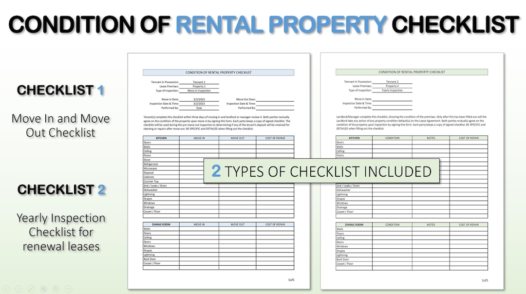 Condition of Rental Property Checklist - Etsy