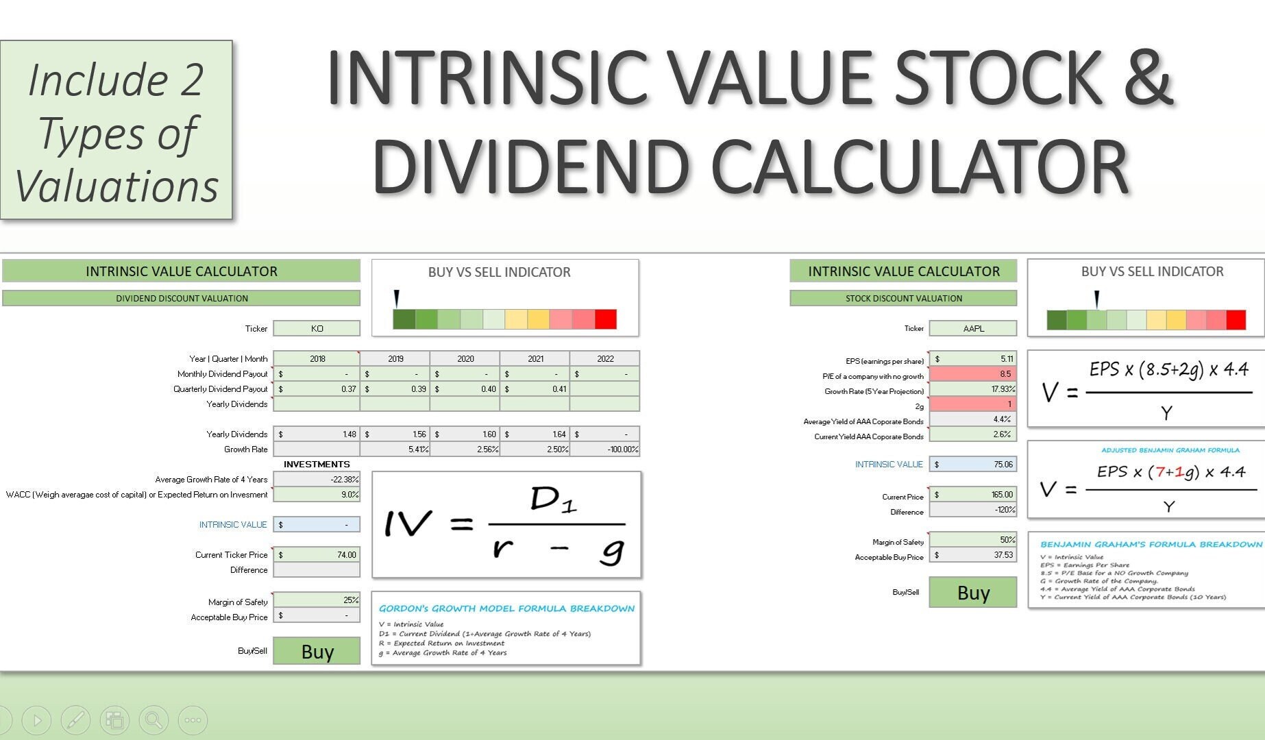 Dividend & Stock Intrinsic Valuation Calculator - Etsy