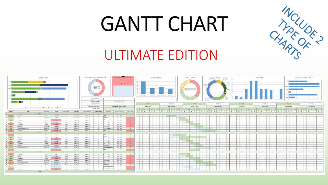 Gantt Chart for Business Owner or Project Manager ULTIMATE - Etsy