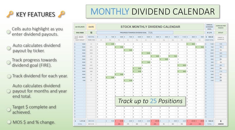 Dividend Calendar Payment Tracker | Ex/eff Date Calendar - Etsy