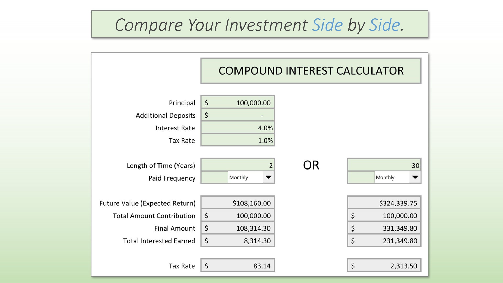 Compound Interest Calculator - Etsy