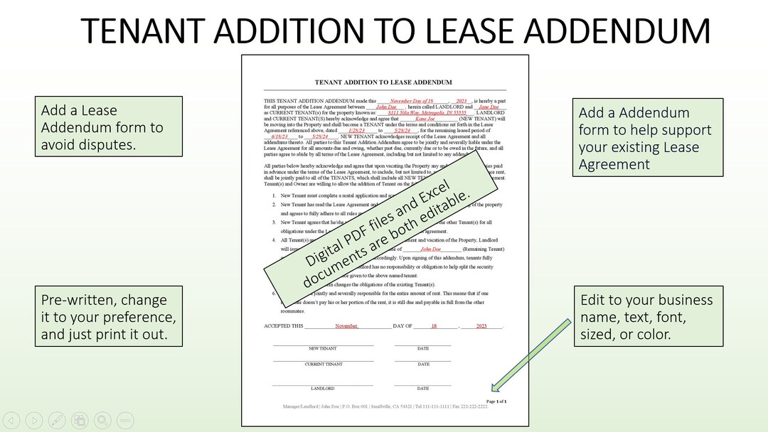 Rental Tenant Addition to Lease Addendum - Etsy