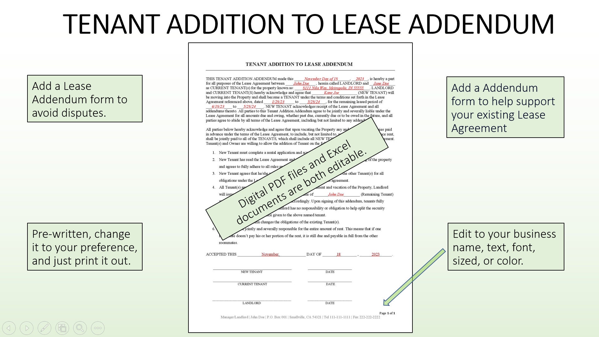 Rental Tenant Addition to Lease Addendum - Etsy