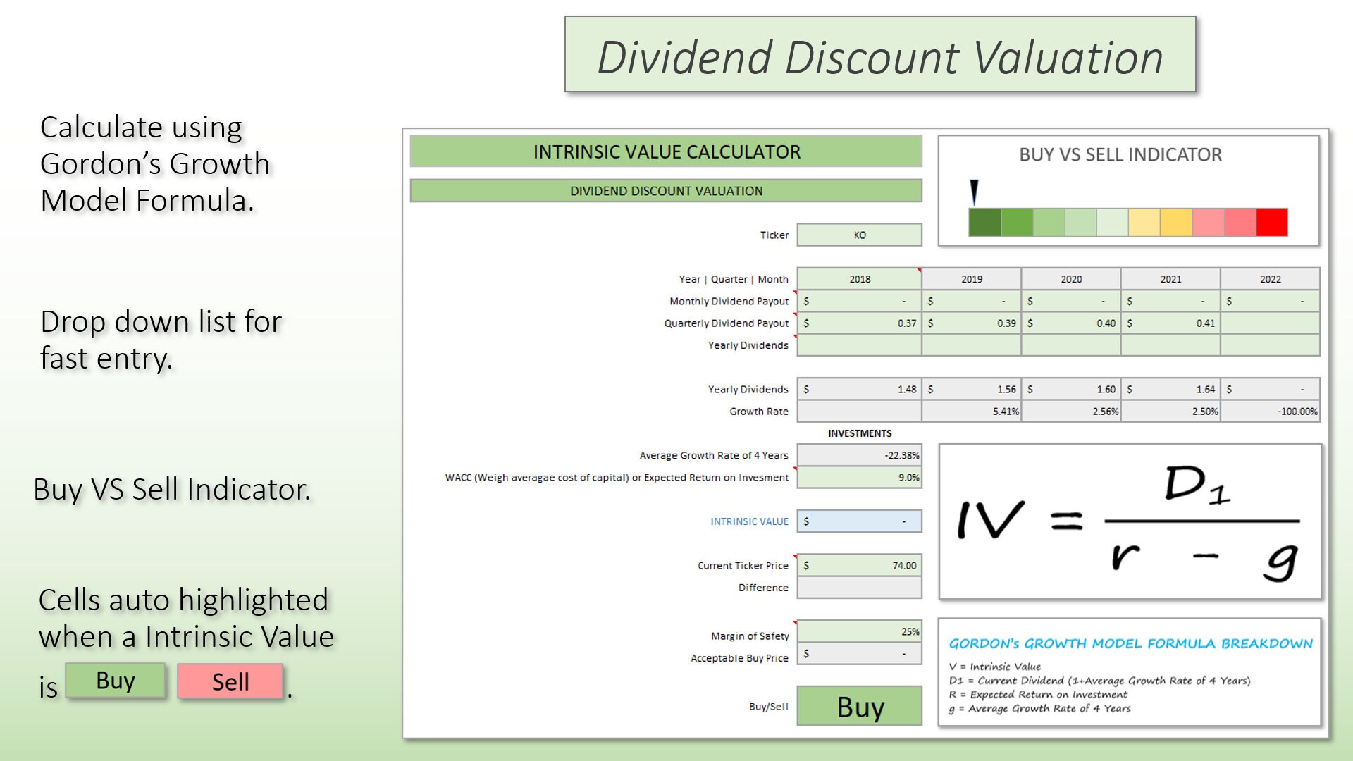 Dividend & Stock Intrinsic Valuation Calculator - Etsy