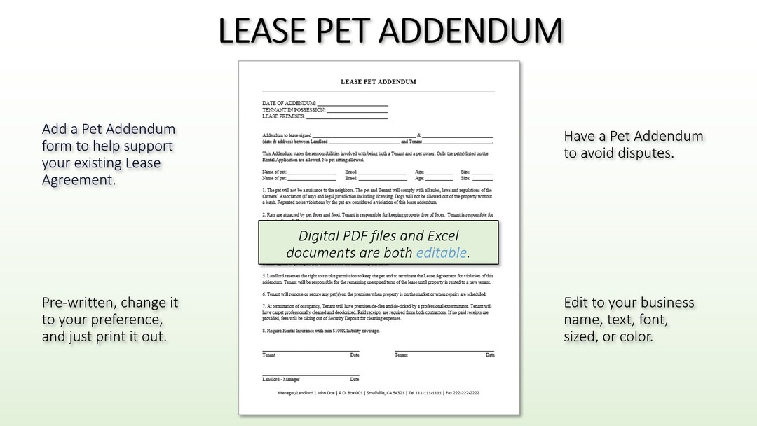 Lease Pet Addendum - Etsy
