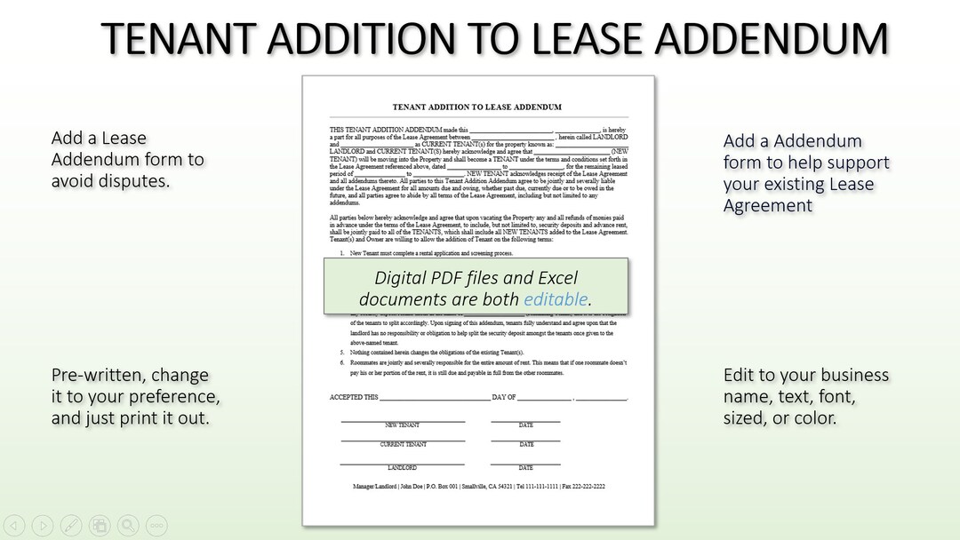 Rental Tenant Addition to Lease Addendum - Etsy