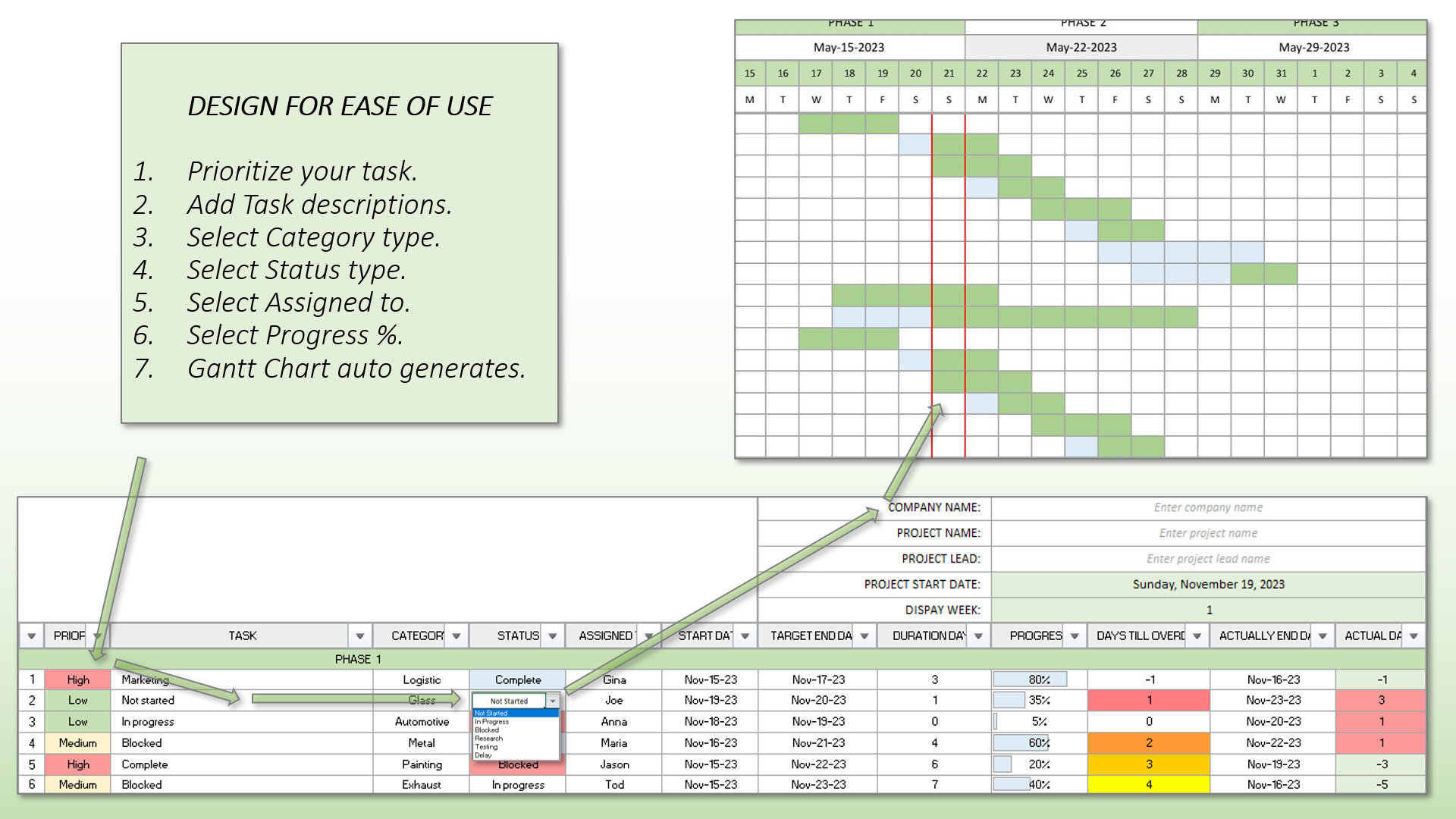 Gantt Chart for Business Owner or Project Manager ULTIMATE EDITION - Etsy