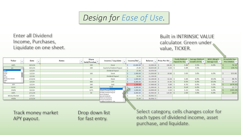 Dividend & Stock Portfolio Tracker | Simple Edition - Etsy