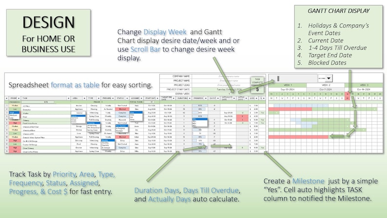 Maintenance Schedule Tracker for Home & Business | Gantt Chart | Kanban ...