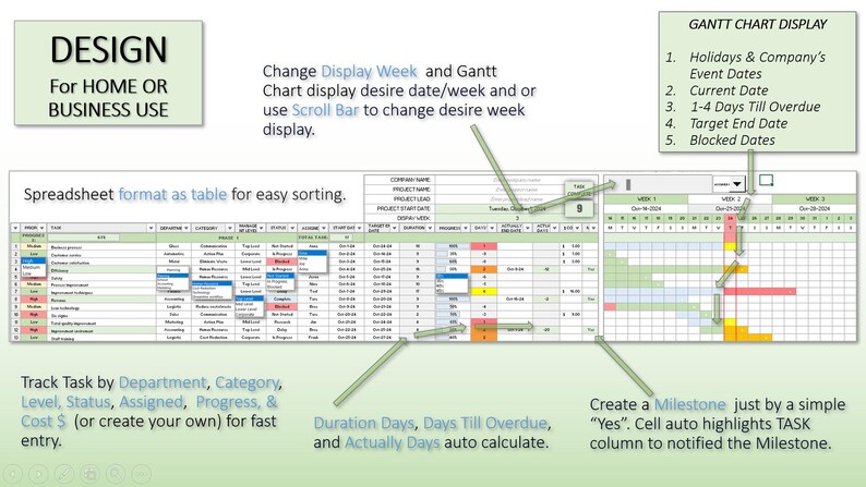 Ultimate Gantt Chart for Home & Business | Phases | Kanban Board ...