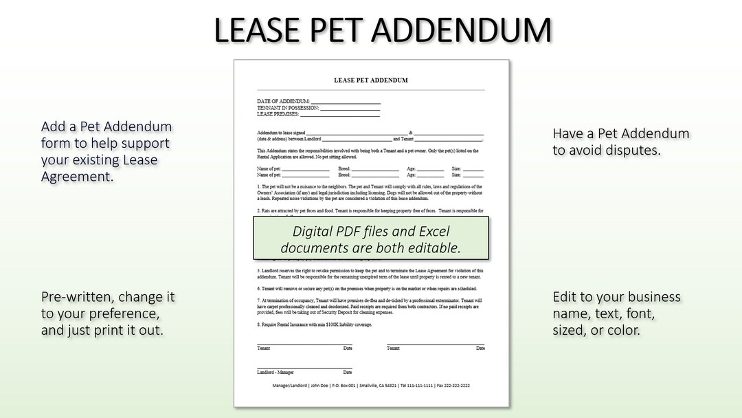 Lease Pet Addendum - Etsy