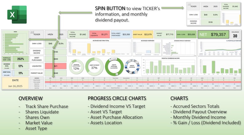 ULTIMATE Dividend & Stock Portfolio Tracker | 30 Positions - Etsy