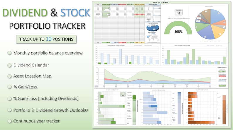 Ultimate Dividend Stock Portfolio Tracker | 10 Positions - Etsy