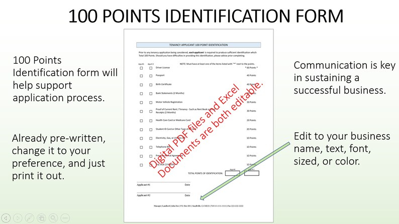 100 Points Identification Template - Etsy