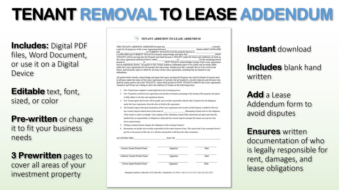 Rental Tenant Addition to Lease Addendum - Etsy