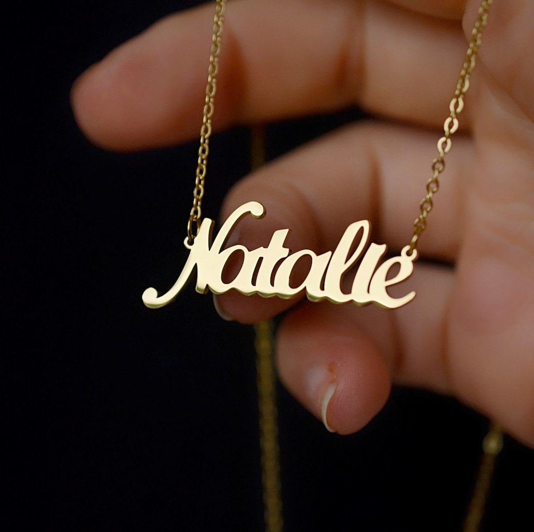 Natalie Name Necklace Natalie Gold Necklace Dangle Necklace - Etsy