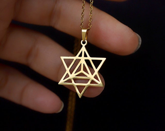 Silver and Gold 14K Merkaba Pendant 3d Star of David 3d - Etsy Israel