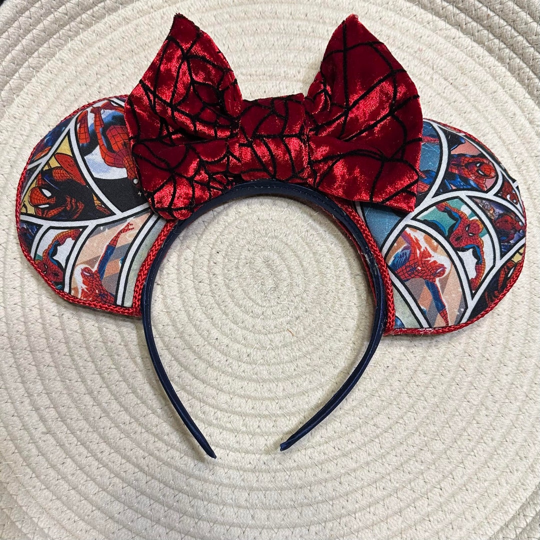Spider-man Mouse Ears With Bow - Etsy