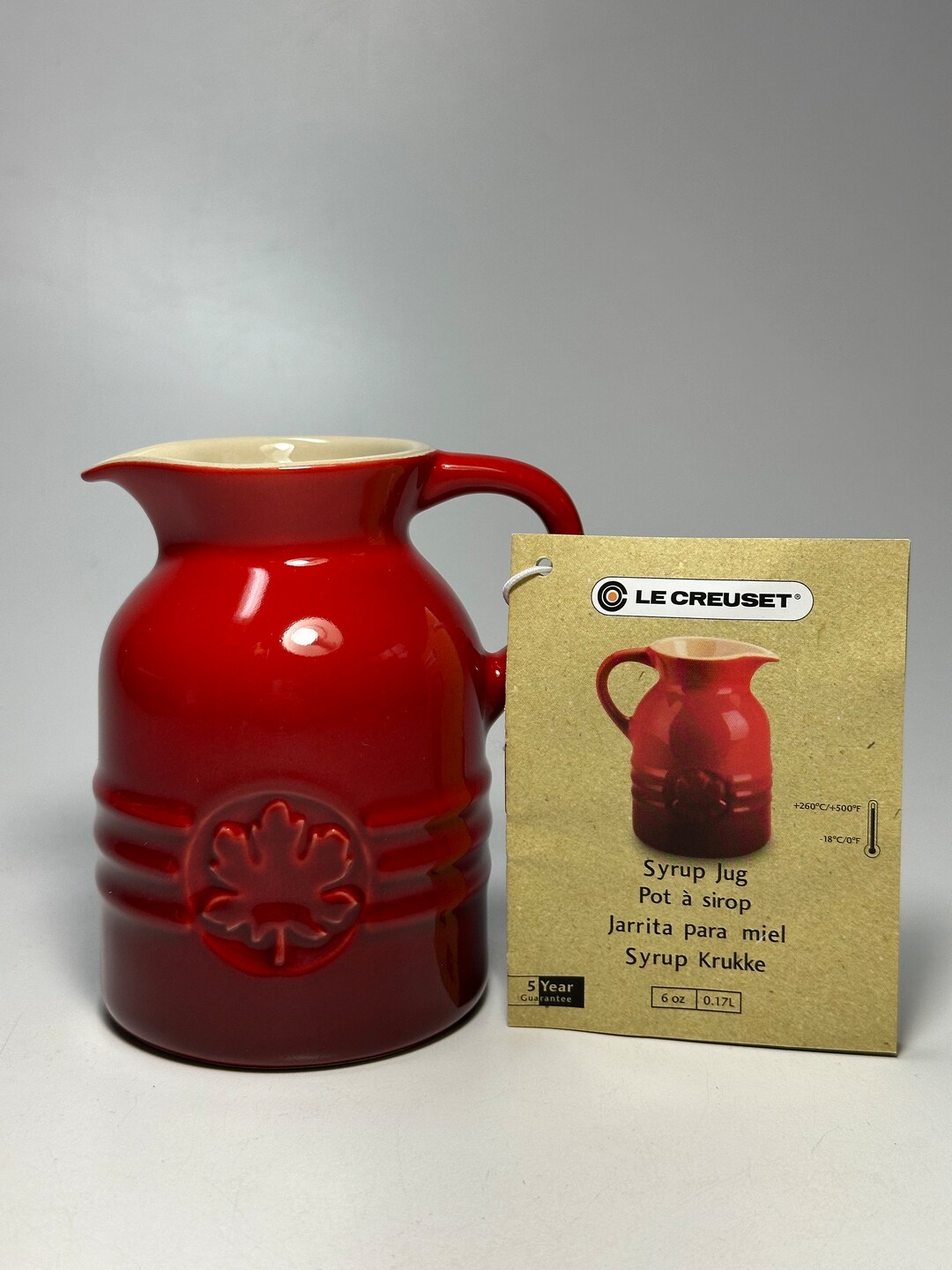 Le Creuset Cerise Red Maple Syrup Jug Jar Pitcher Canada Leaf NWT - Etsy