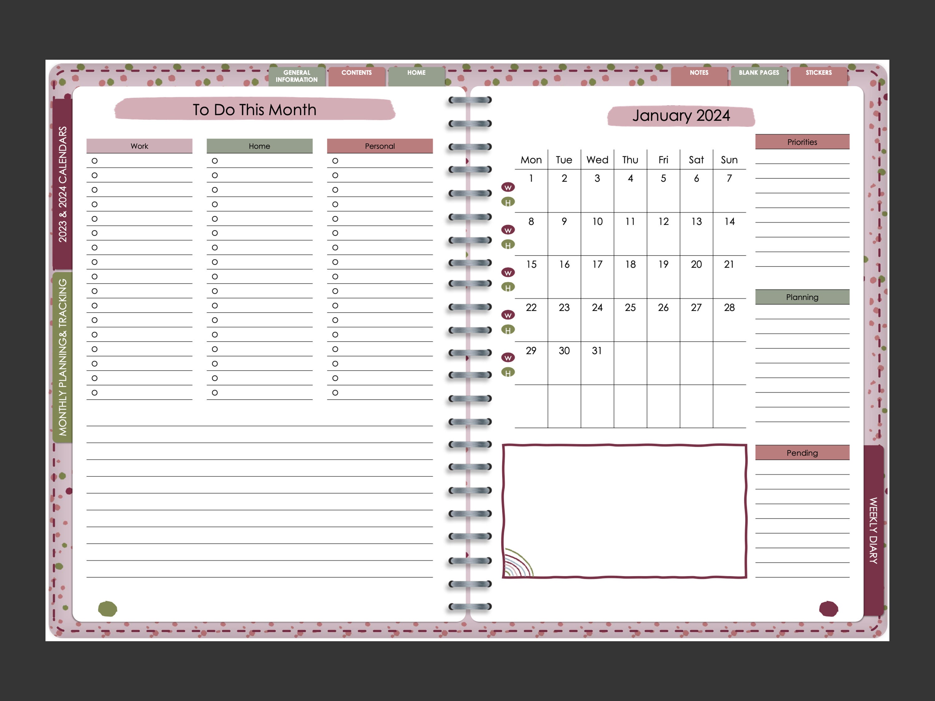 2024 Planner, July 2023-dec 2024 Planner Planner Digital Planner Work ...