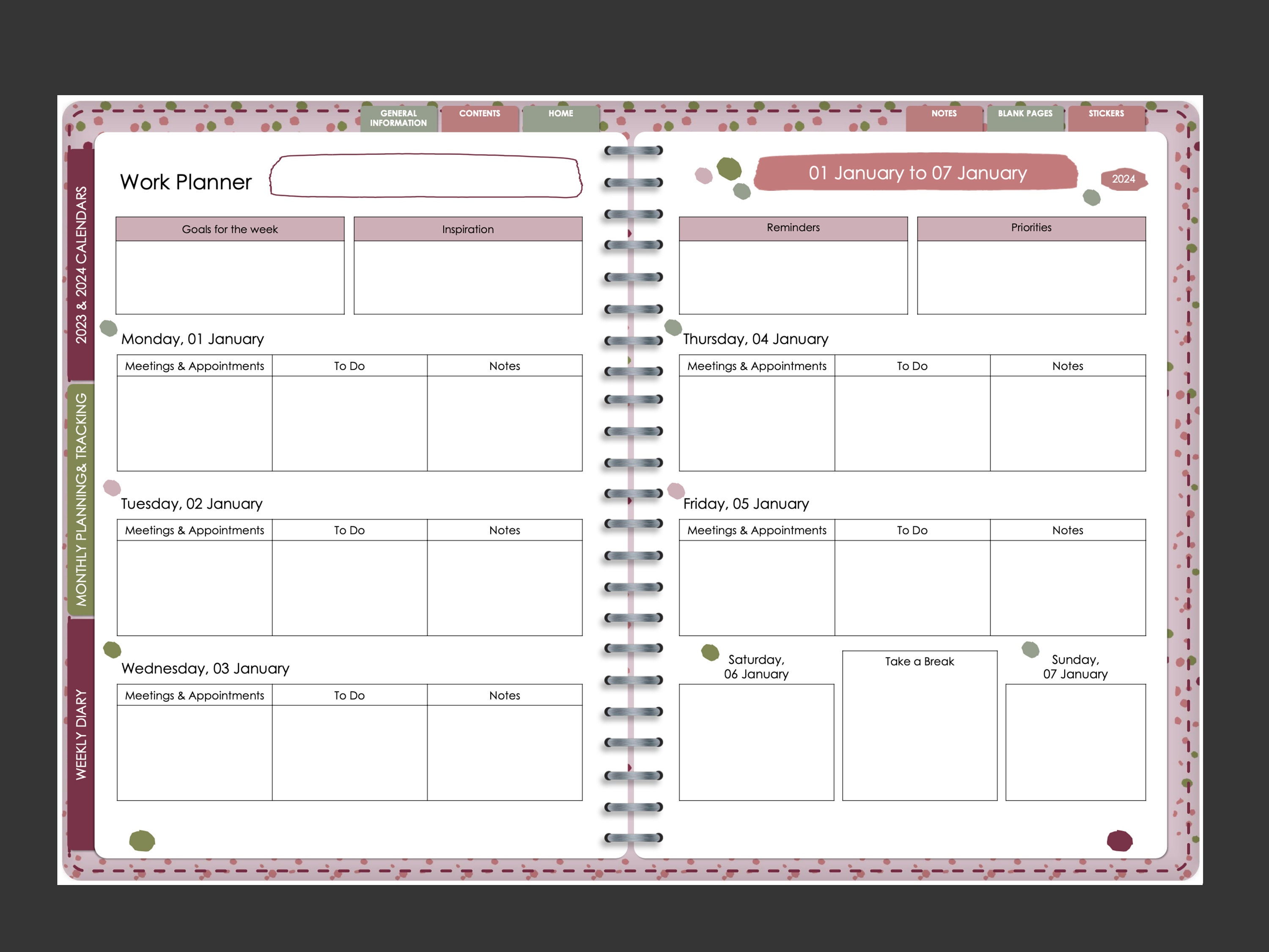 2024 Planner, July 2023-dec 2024 Planner Planner Digital Planner Work ...