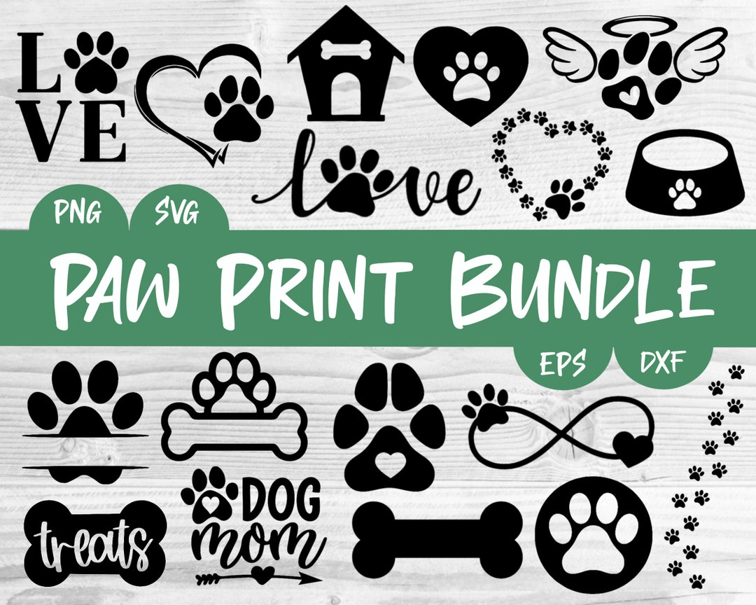Paw Print SVG Bundle, Dog SVG, Pet SVG, Cricut Cut Files, Silhouette ...