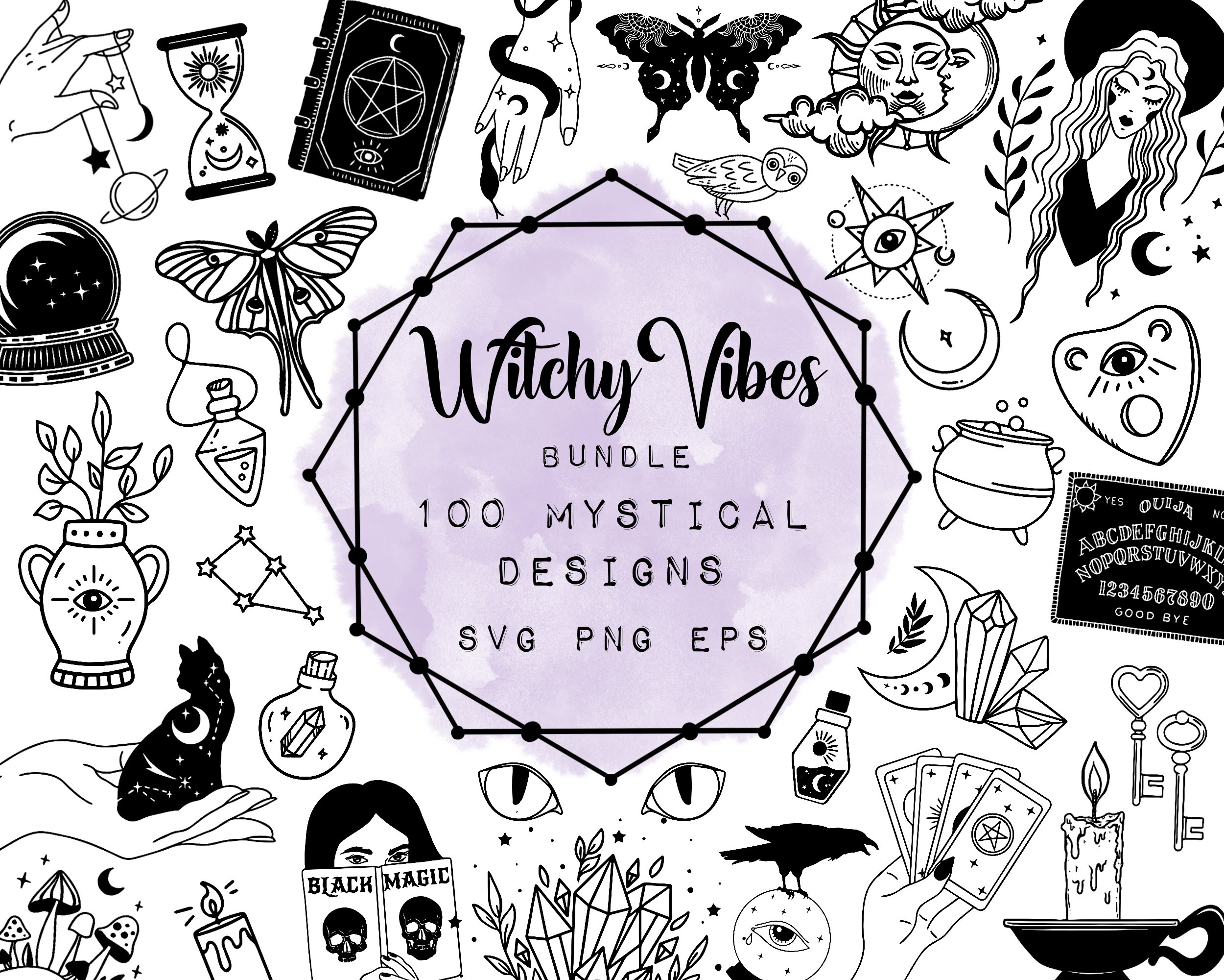 Witchy Vibes SVG Bundle, Mystical, Magic, Astrology, Cricut Cut Files ...