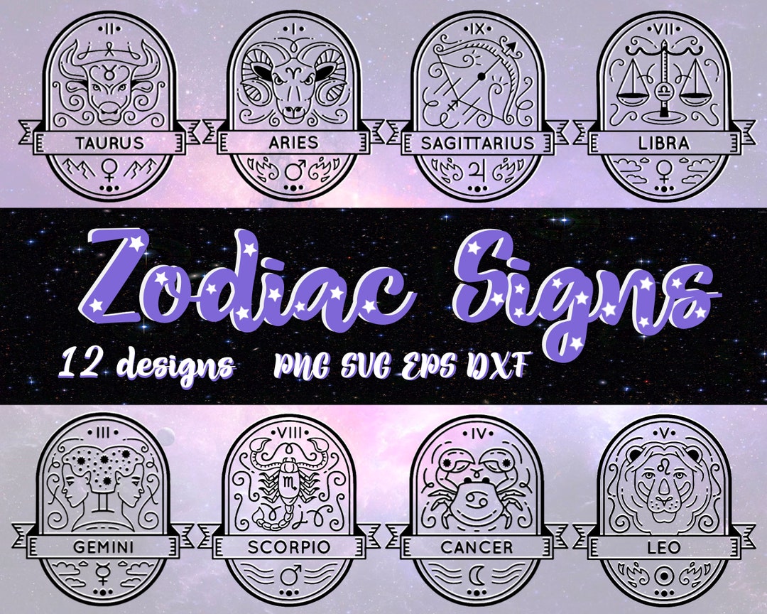 Zodiac Sign SVG Bundle, Astrology Svg, Cricut Files, Silhouette Files ...