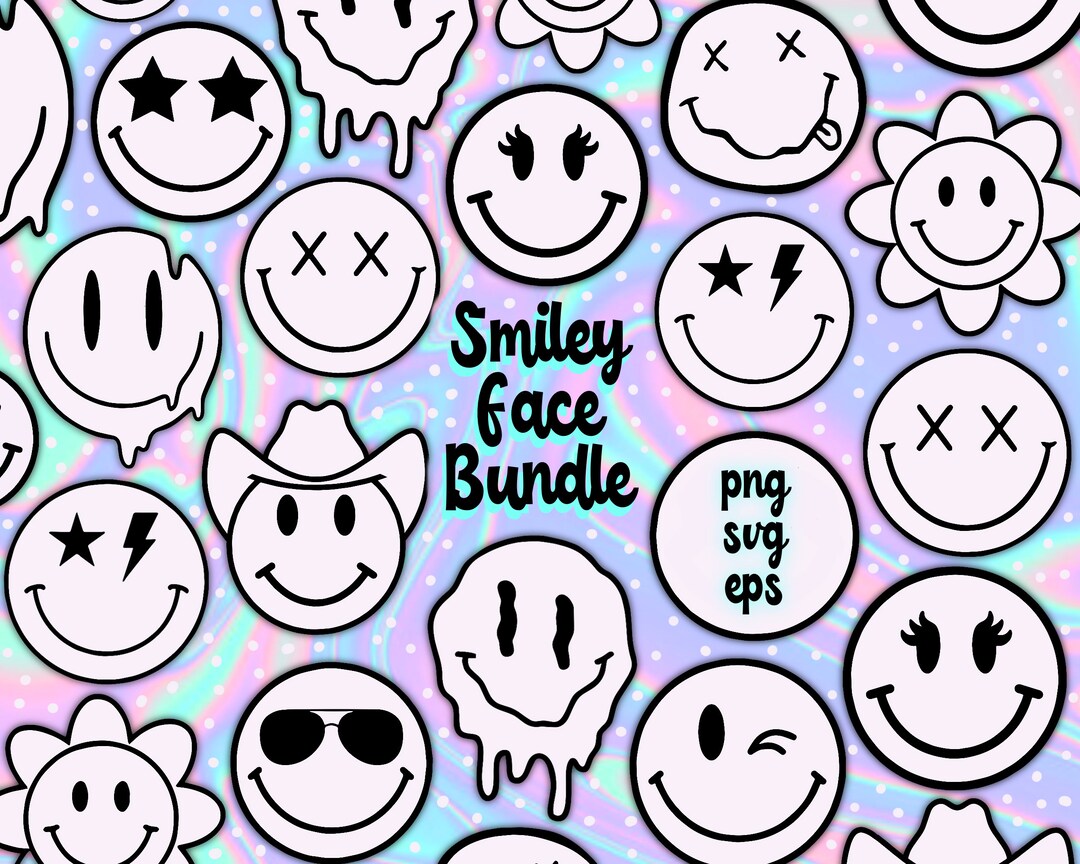 Smiley Face SVG Bundle, Smiley Face SVG, Smile SVG, Trippy Svg, Svg ...