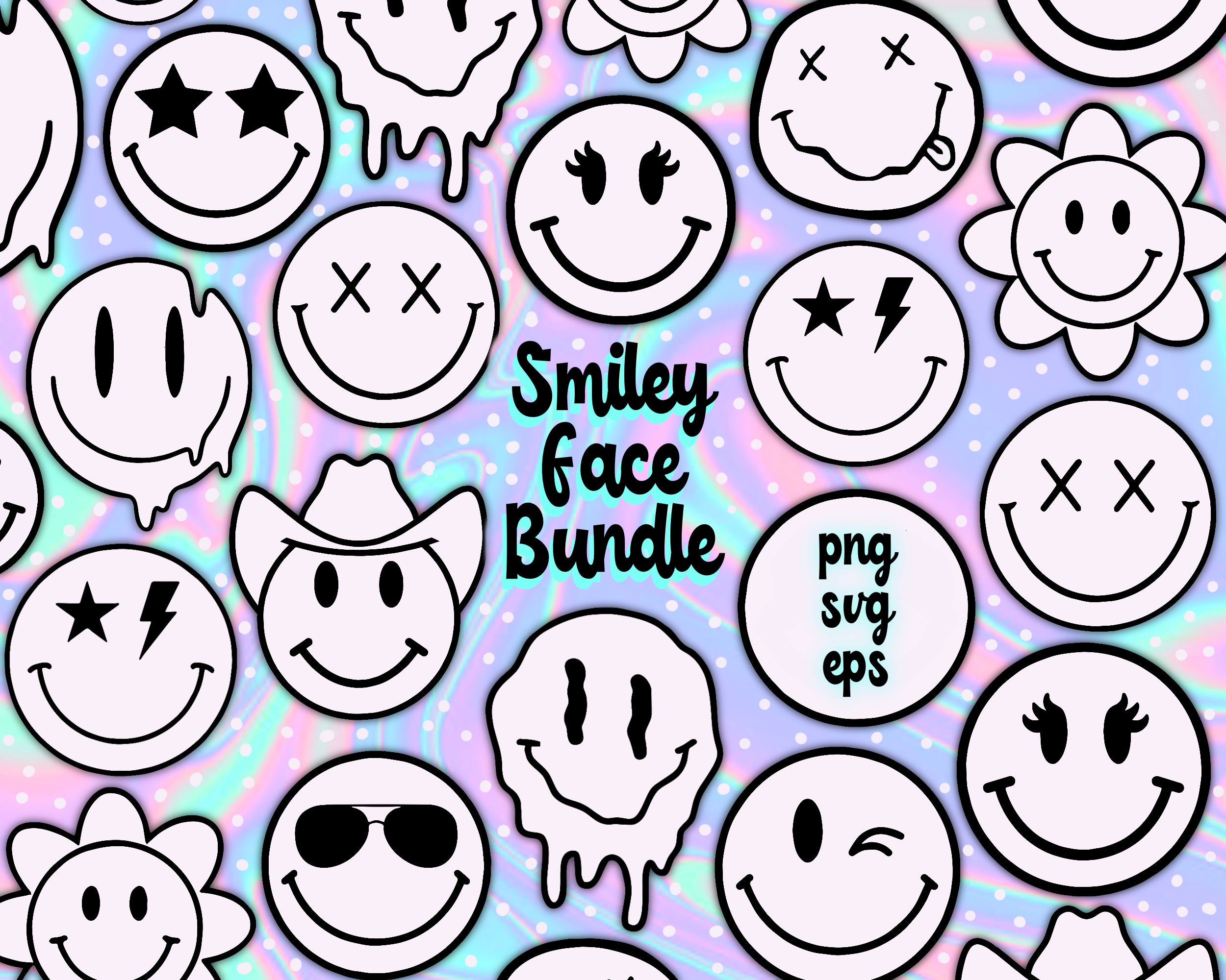 Smiley Face SVG Bundle Smiley Face SVG Smile SVG Trippy - Etsy Canada