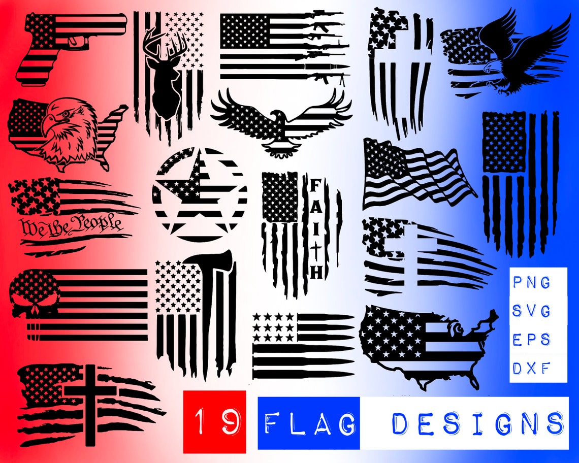 American Flag SVG Bundle, Red White and Blue, Rifle SVG, Eagle SVG ...