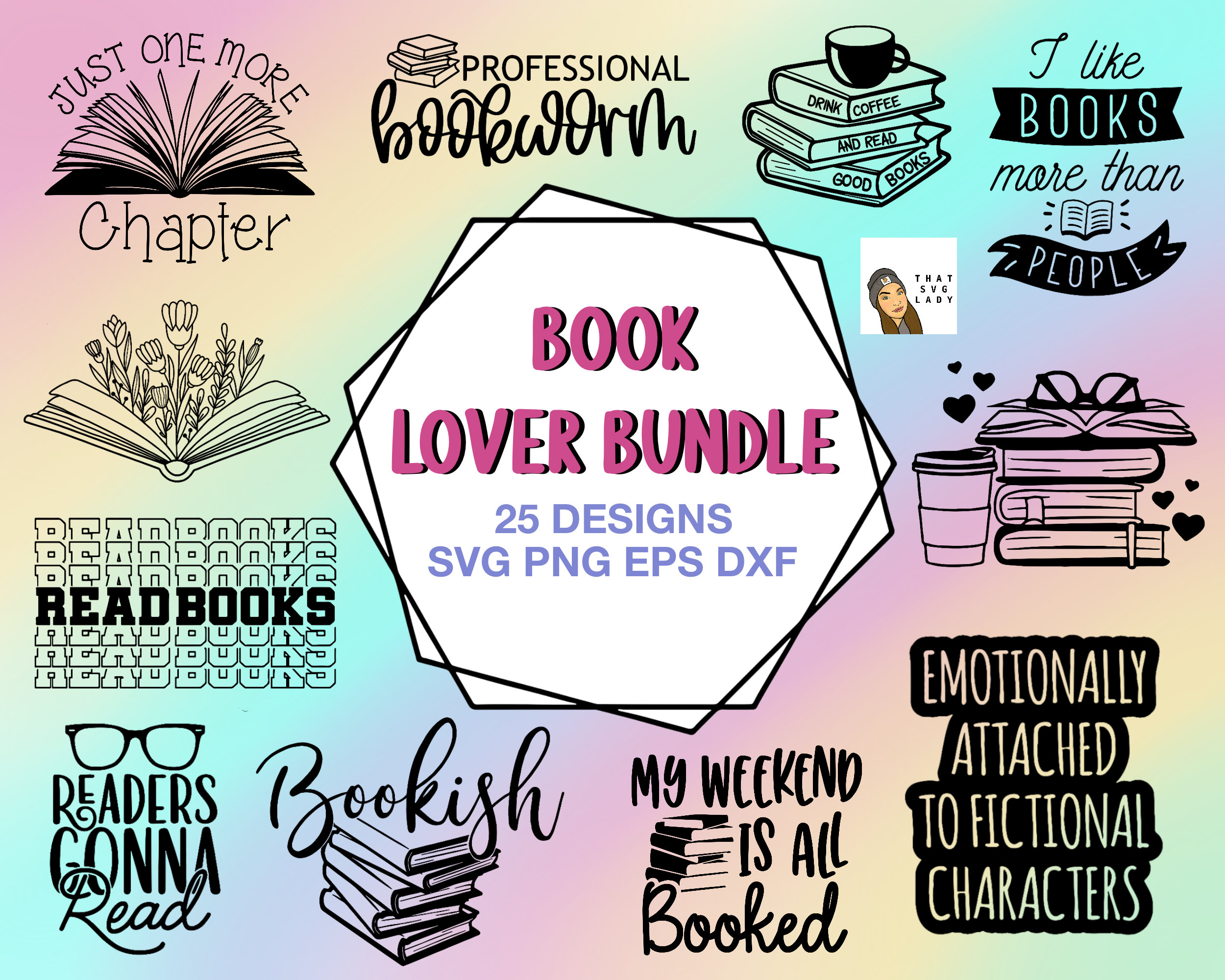 Book Lover SVG Bundle Book Nerd SVG Bookworm SVG Books Svg - Etsy