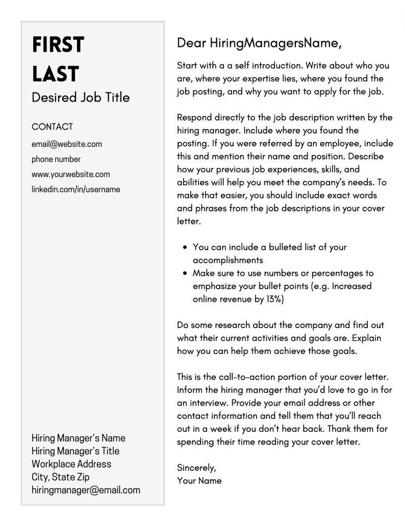 Clean Cover Letter - Etsy