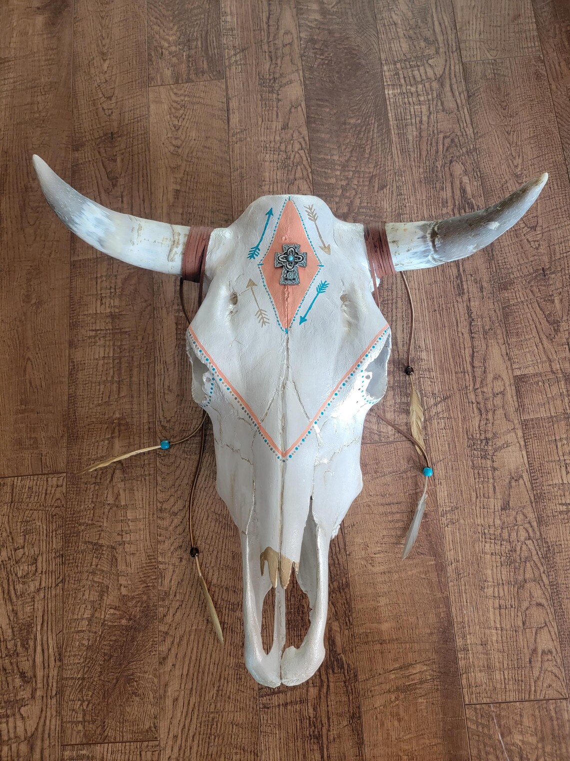 Hand Painted Real Bull Skull Native American - Etsy