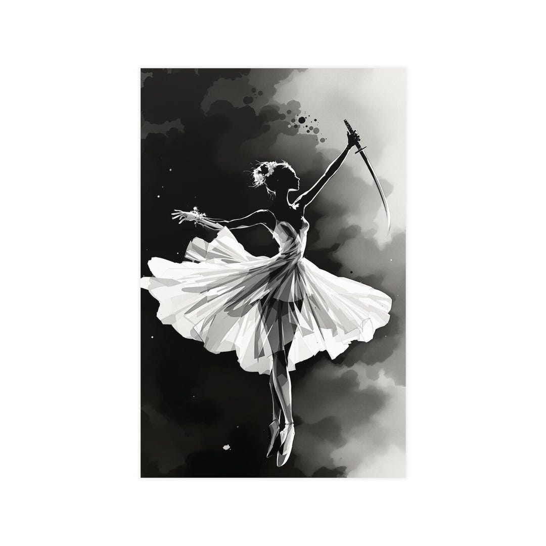 Black and White Ballerina Poster | Elegant Dance Sword Art | Modern ...