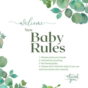 New Baby Rules for Visitors - Hospital Door Sign for Newborn - Rules ...