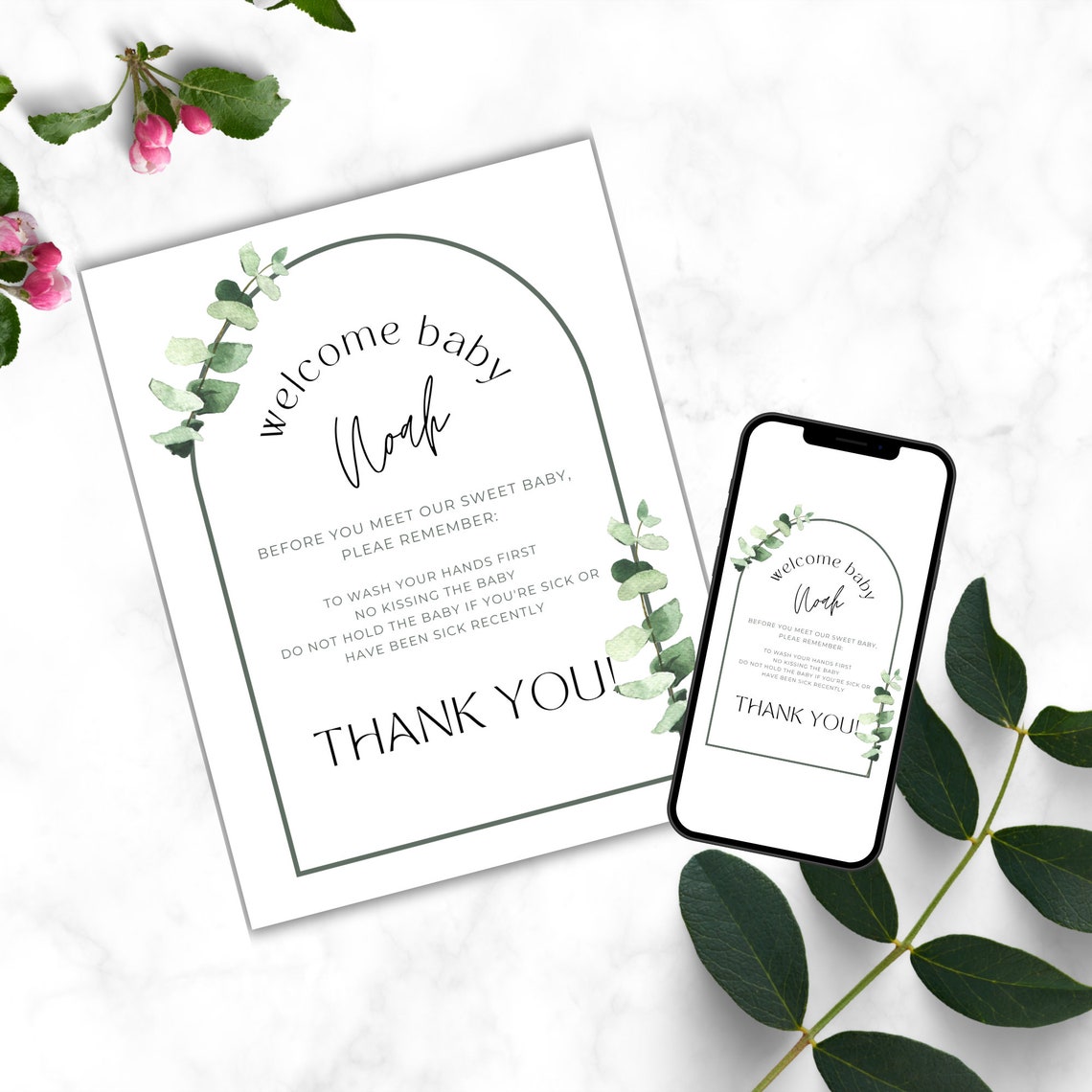 New Baby Rules for Visitors (EDITABLE!) - Hospital Door Sign for ...