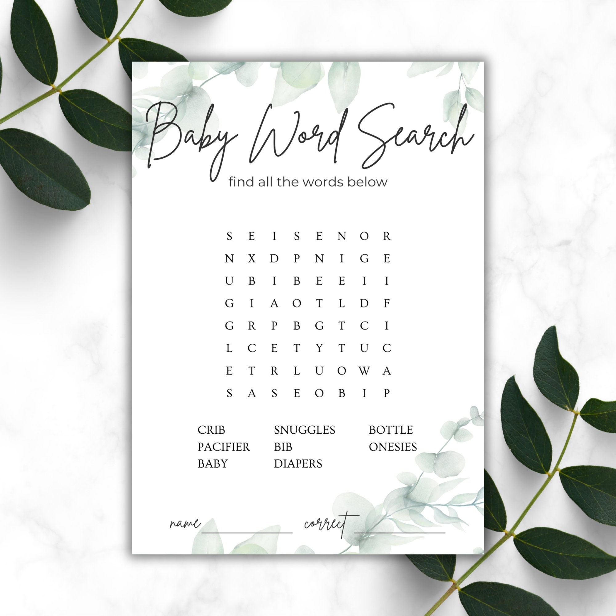 Baby Word Search EDITABLE Baby Shower Game Printable - Etsy