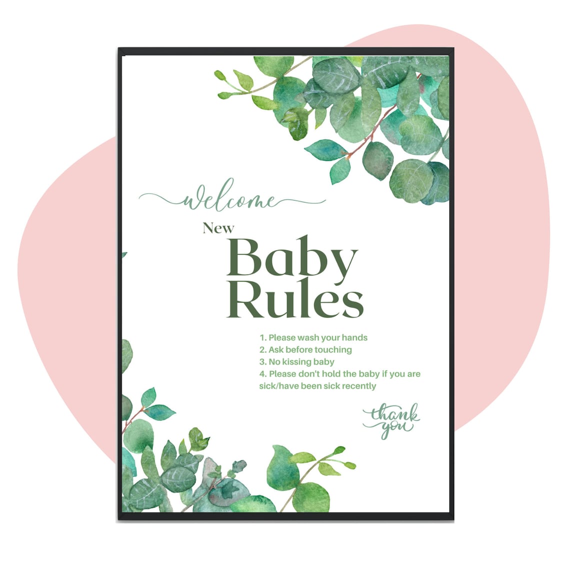 New Baby Rules for Visitors - Hospital Door Sign for Newborn - Rules ...