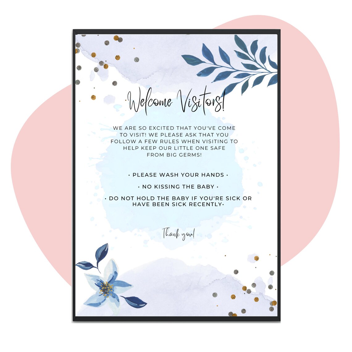 New Baby Rules for Visitors - Hospital Door Sign for Newborn - Rules ...