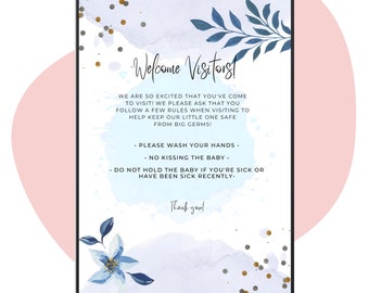 New Baby Rules for Visitors - Hospital Door Sign for Newborn - Rules ...
