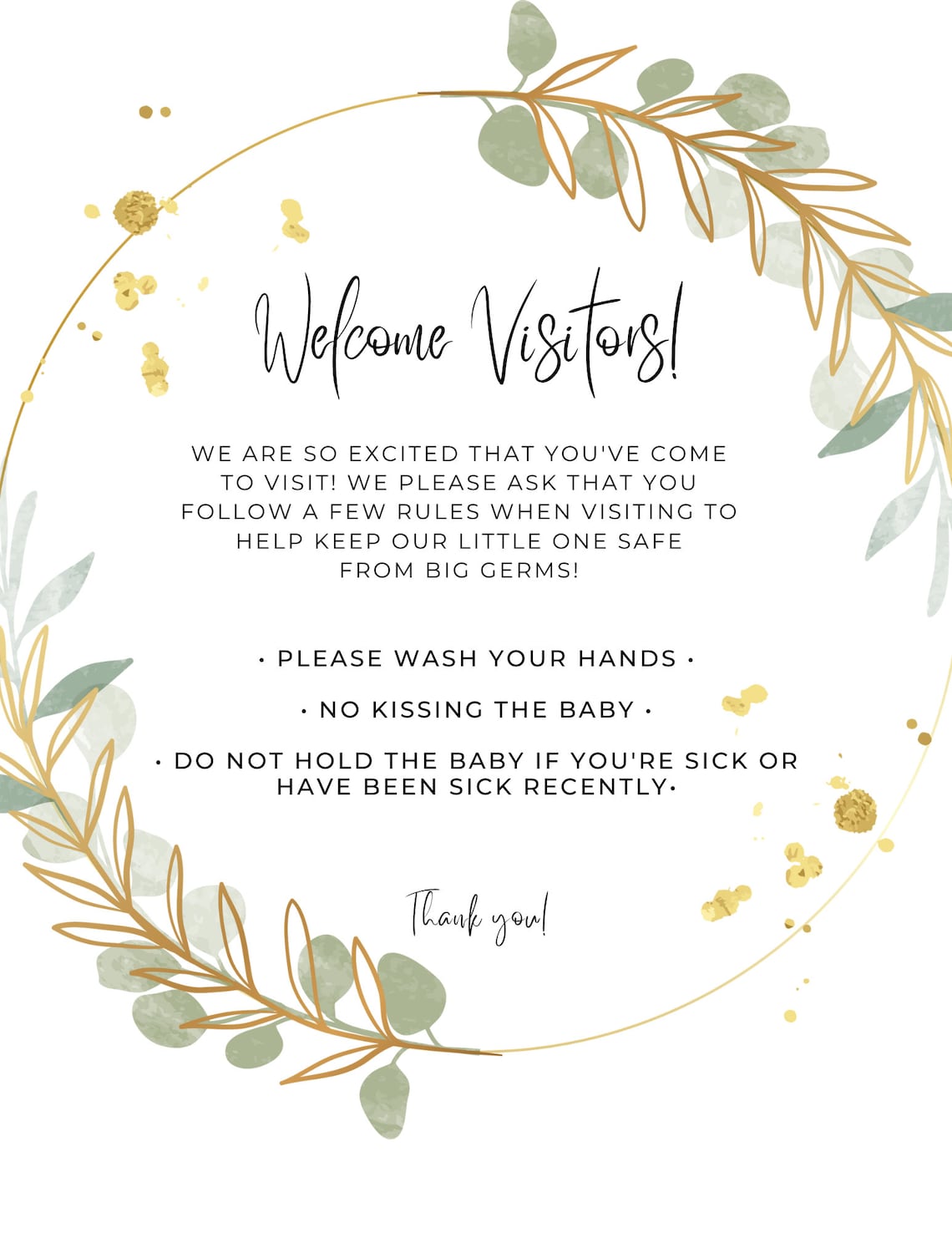 New Baby Rules for Visitors (EDITABLE!) - Hospital Door Sign for ...