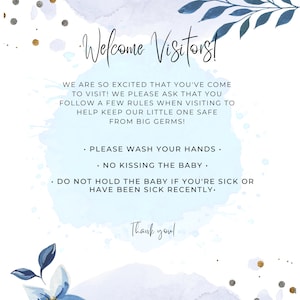 New Baby Rules for Visitors - Hospital Door Sign for Newborn - Rules ...
