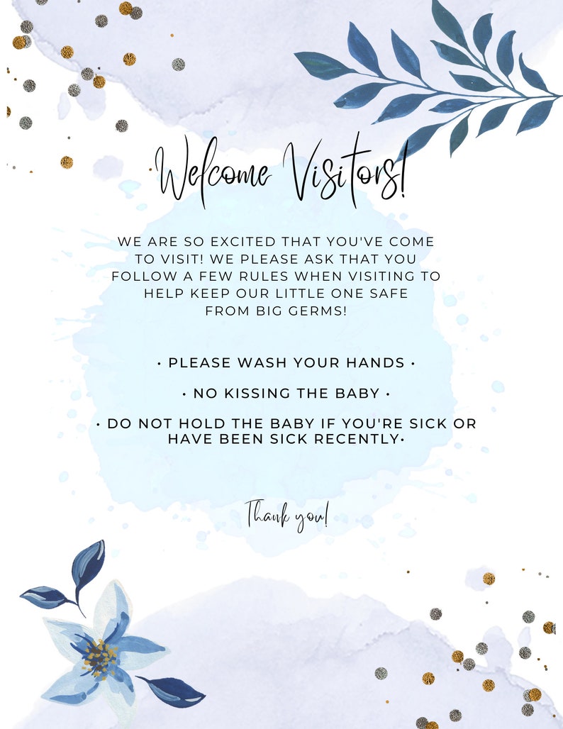 New Baby Rules for Visitors - Hospital Door Sign for Newborn - Rules ...