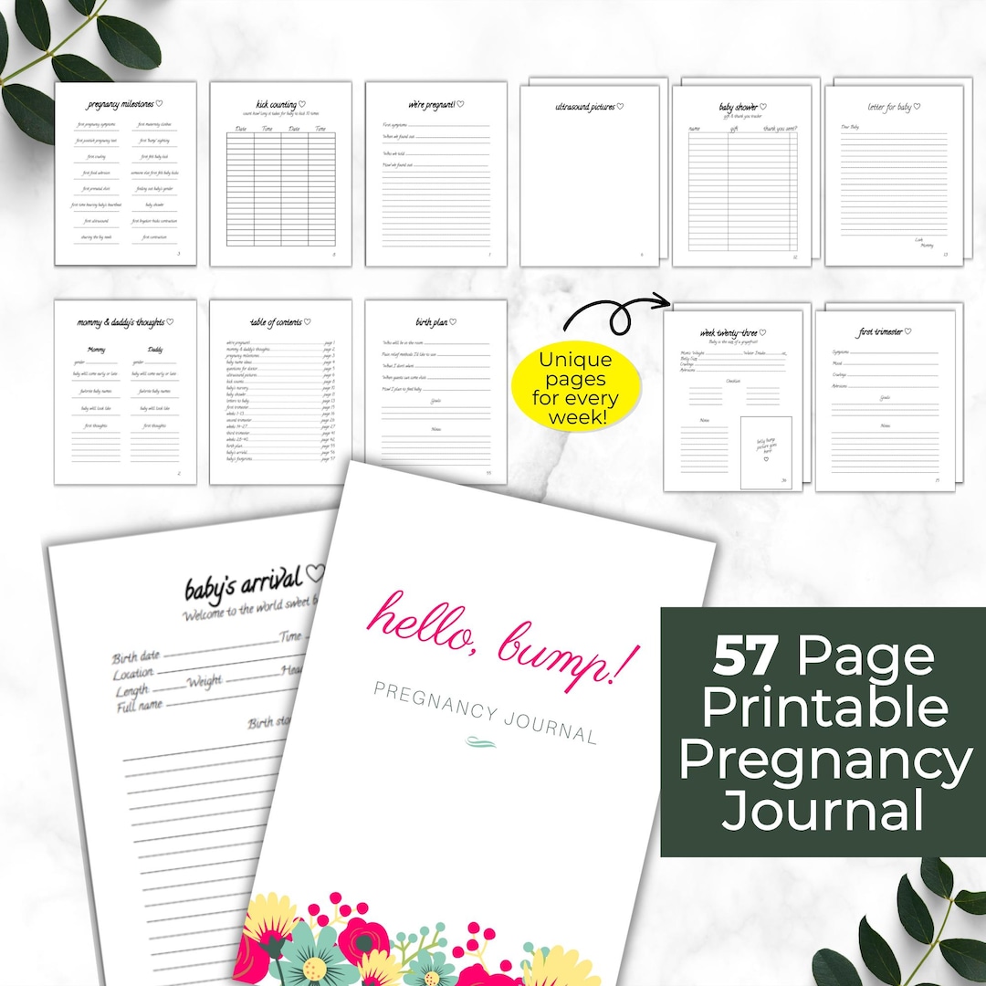 Printable Pregnancy Journal, Pregnancy Diary for New Moms. Weekly ...