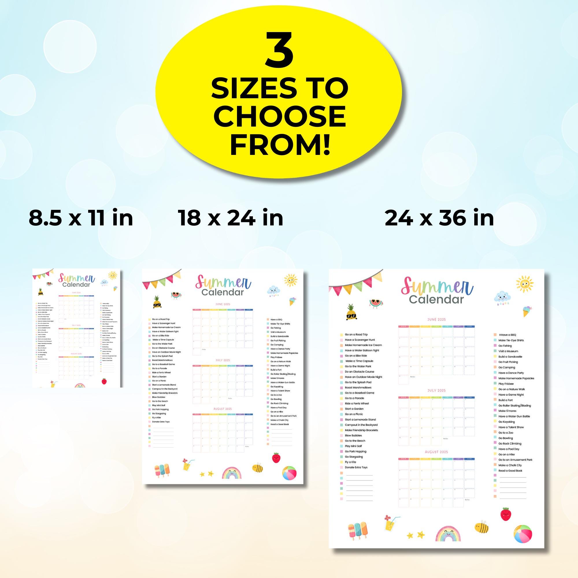 2025 Summer Bucket List Calendar for Kids - Summer Bucket List ...